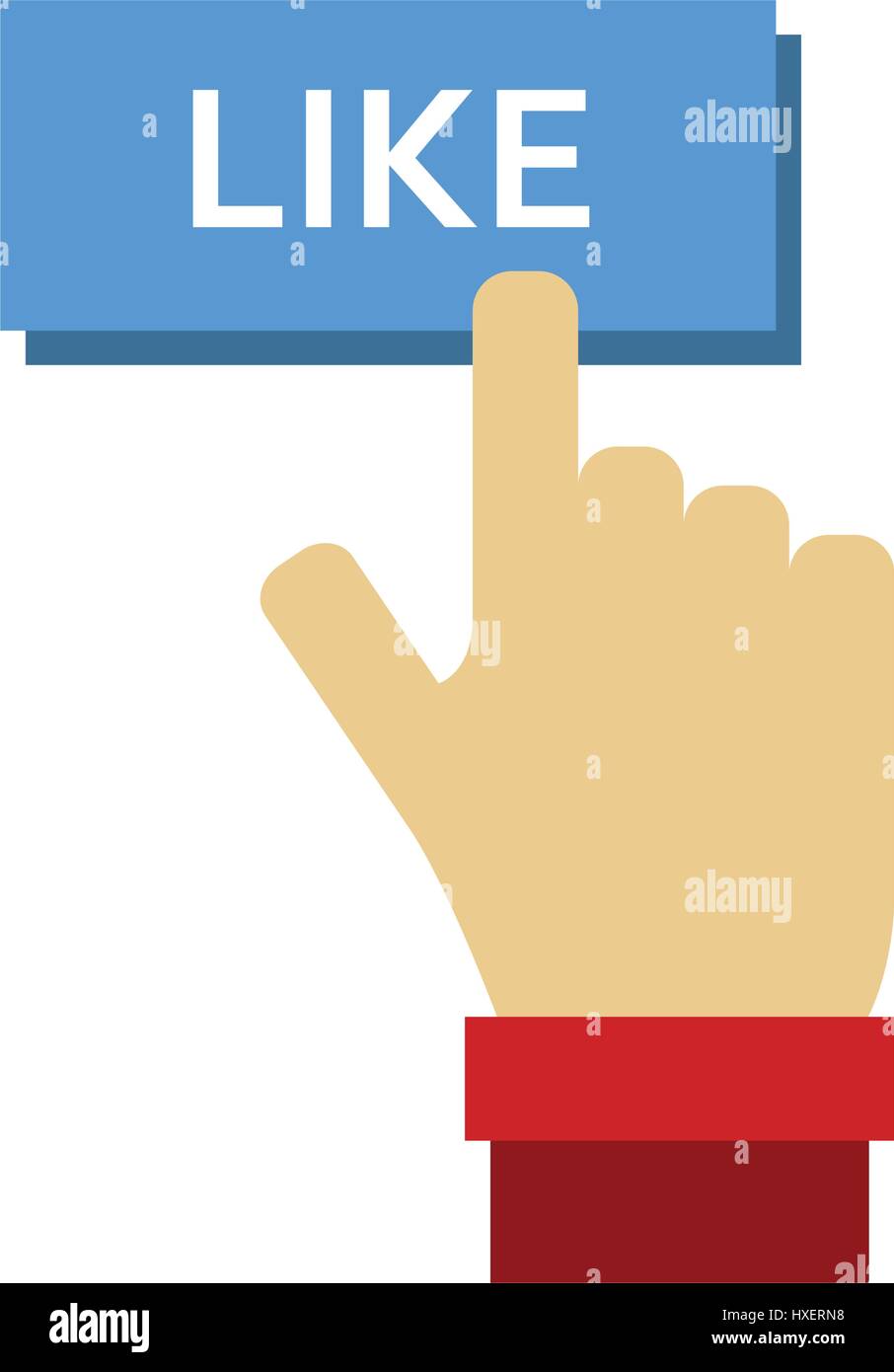 hand pressing like button illustrated on white background in vector ...