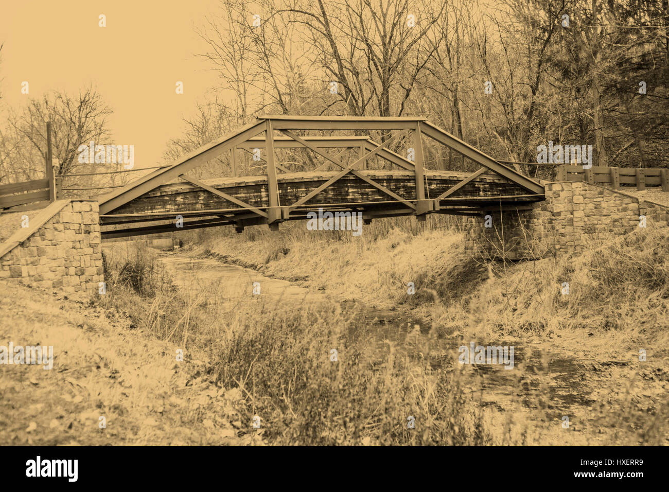 Old time photo wooden bridge Stock Photo - Alamy
