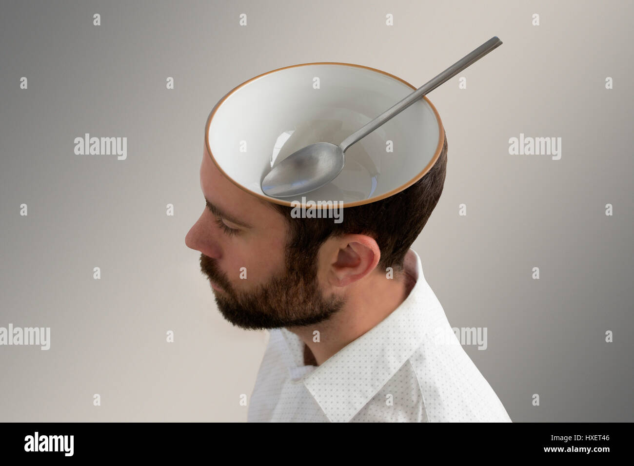 Empty ceramic bowl-like human head Stock Photo - Alamy
