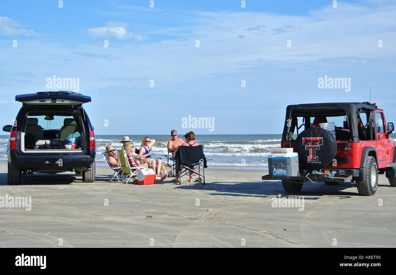 tourists party on beach in Port Aransas Stock Photo - Alamy
