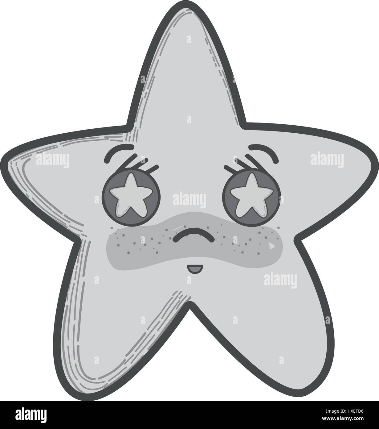 grayscale kawaii angry star with stars inside eyes Stock Vector Image ...