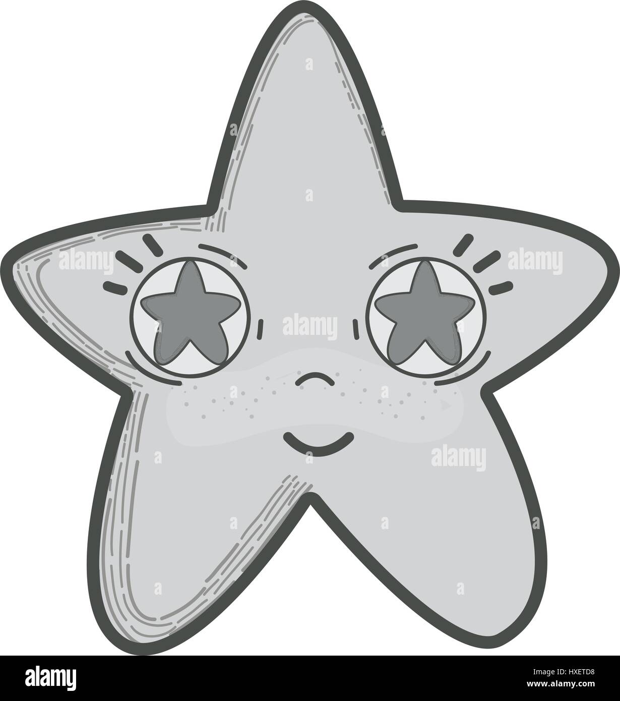 grayscale kawaii happy star with stars inside eyes Stock Vector Image ...