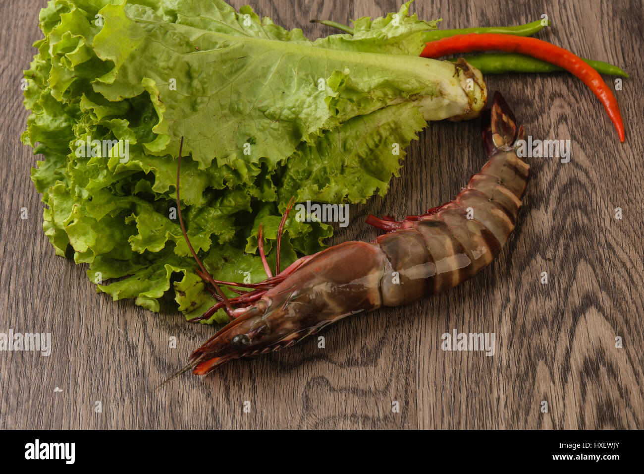 Raw big tiger prawn - ready for cooking Stock Photo - Alamy