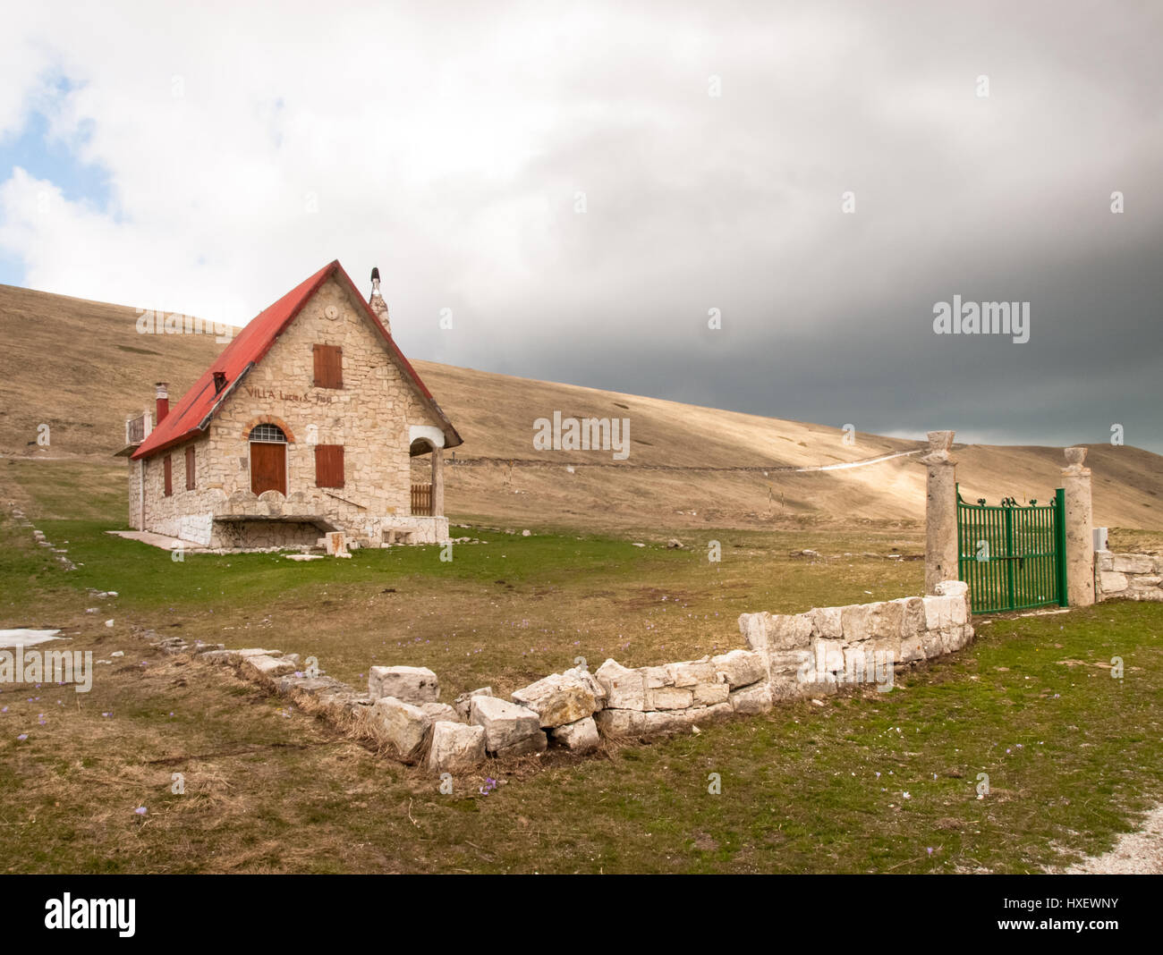 Italy, Apennines - april 24, 2015: Road Trebbio, Bolognola, Sarnano ...