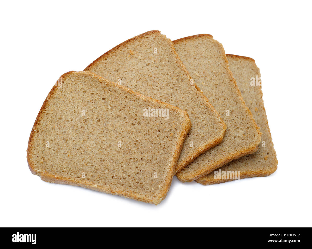 Slices of dark bread isolated over white Stock Photo - Alamy