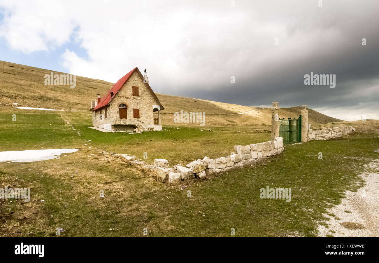 Italy, Apennines - april 24, 2015: Road Trebbio, Bolognola, Sarnano ...
