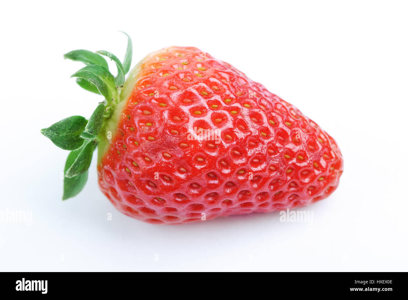 Single fresh red strawberry isolated on white background Stock Photo ...