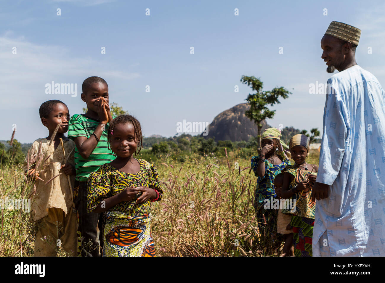 Elder of a small Fulani village close to Kaduna, Nigeria is welcomed by ...