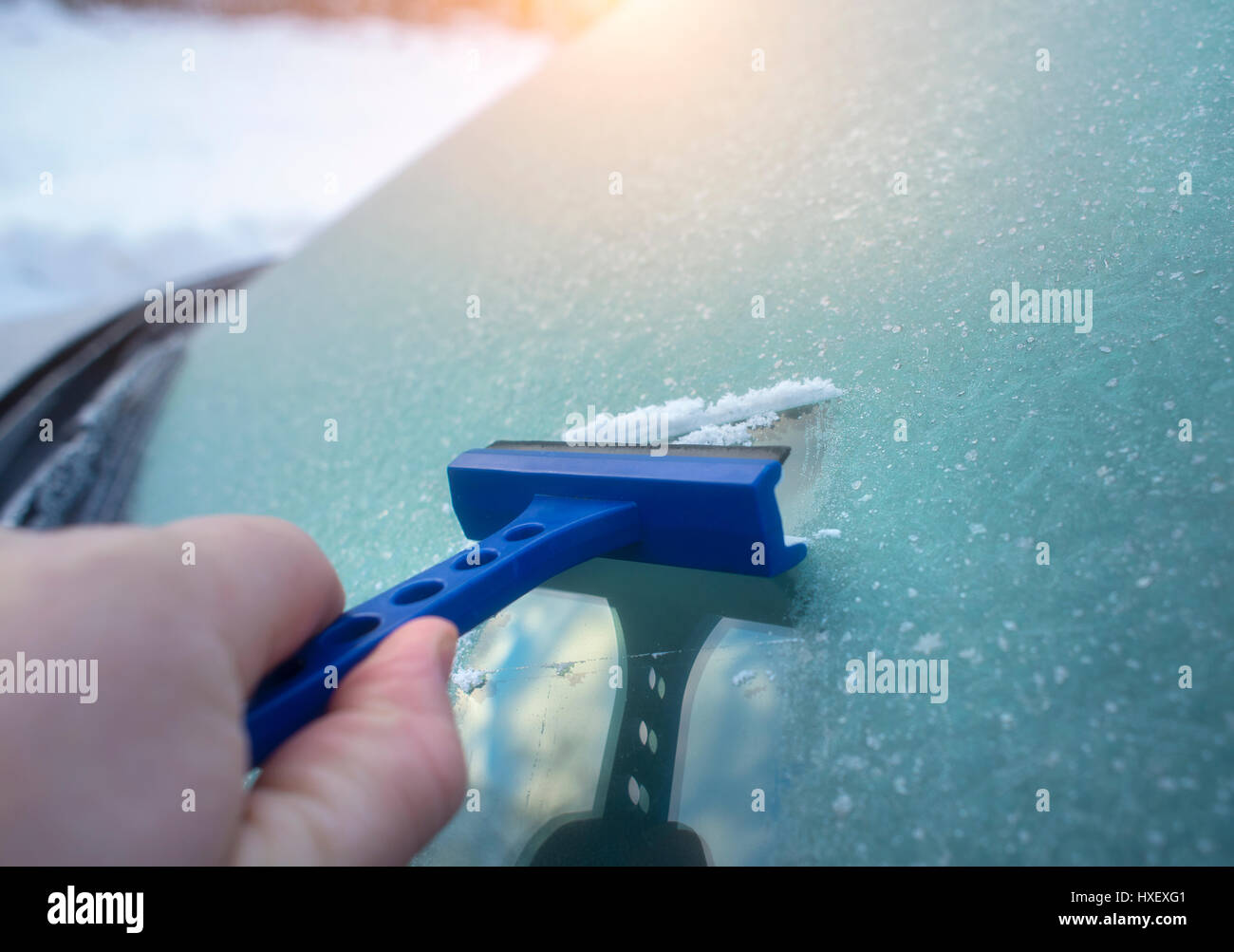 Scraping frost from car hi-res stock photography and images - Alamy