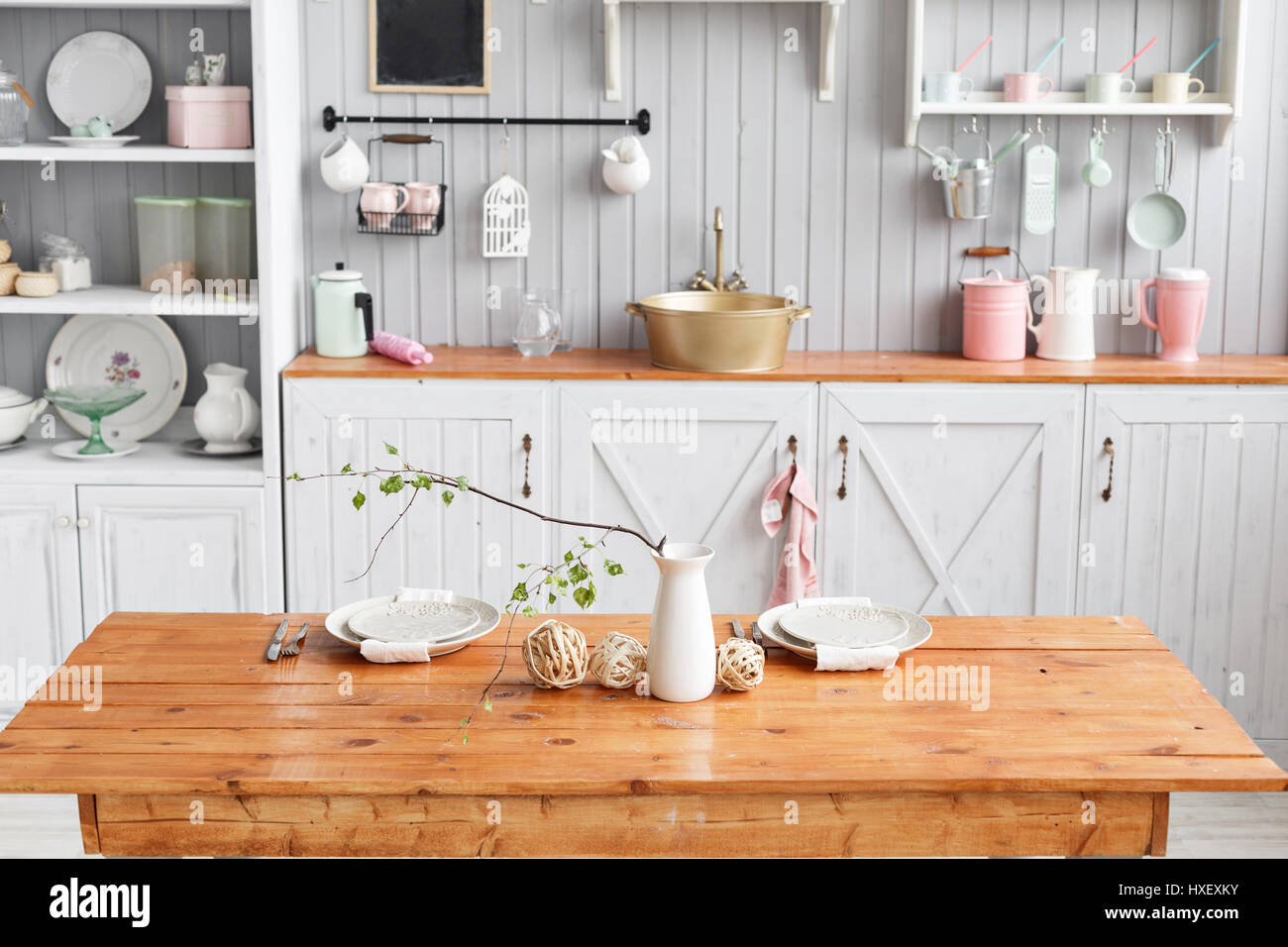 beautiful house, interior, view of the kitchen Stock Photo - Alamy