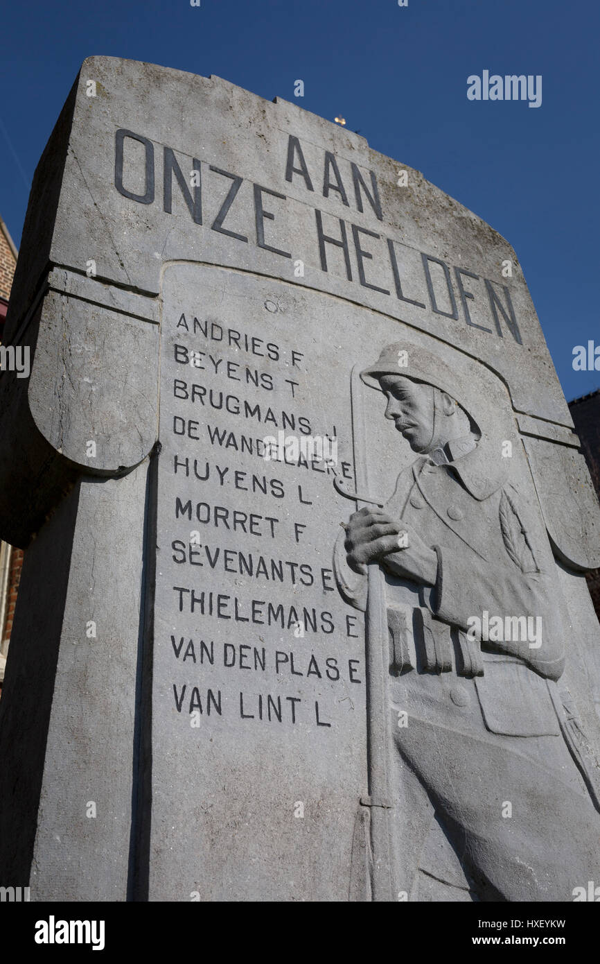 Flemish First World War village memorial to local men, on 25th March ...