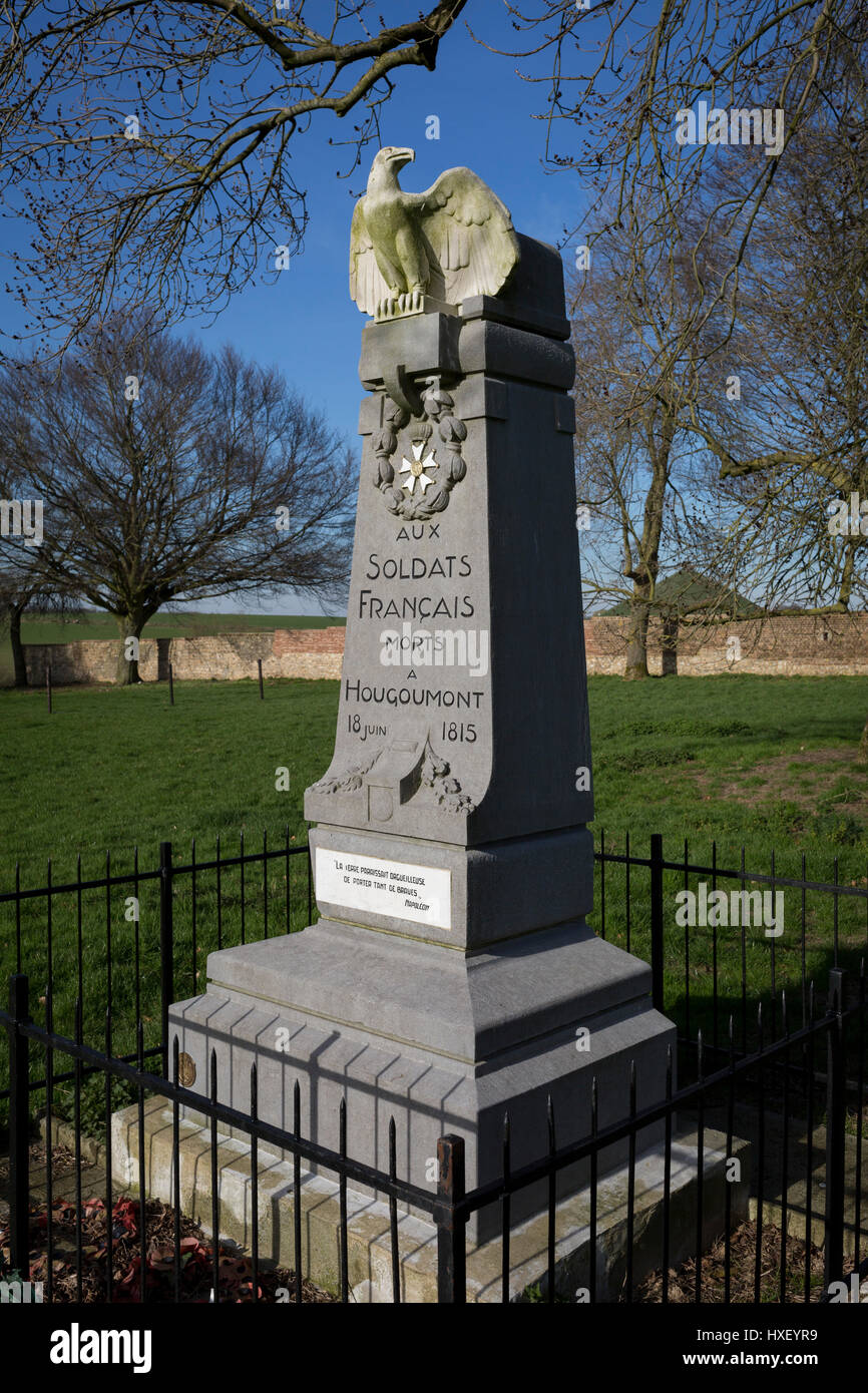 The battlefield memorial inside the walled Hougoumont Farm, to the ...