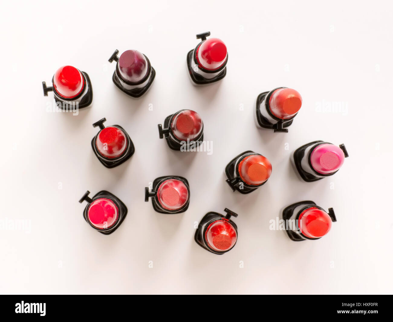 Group of small lipsticks set. Top view on white background Stock Photo ...
