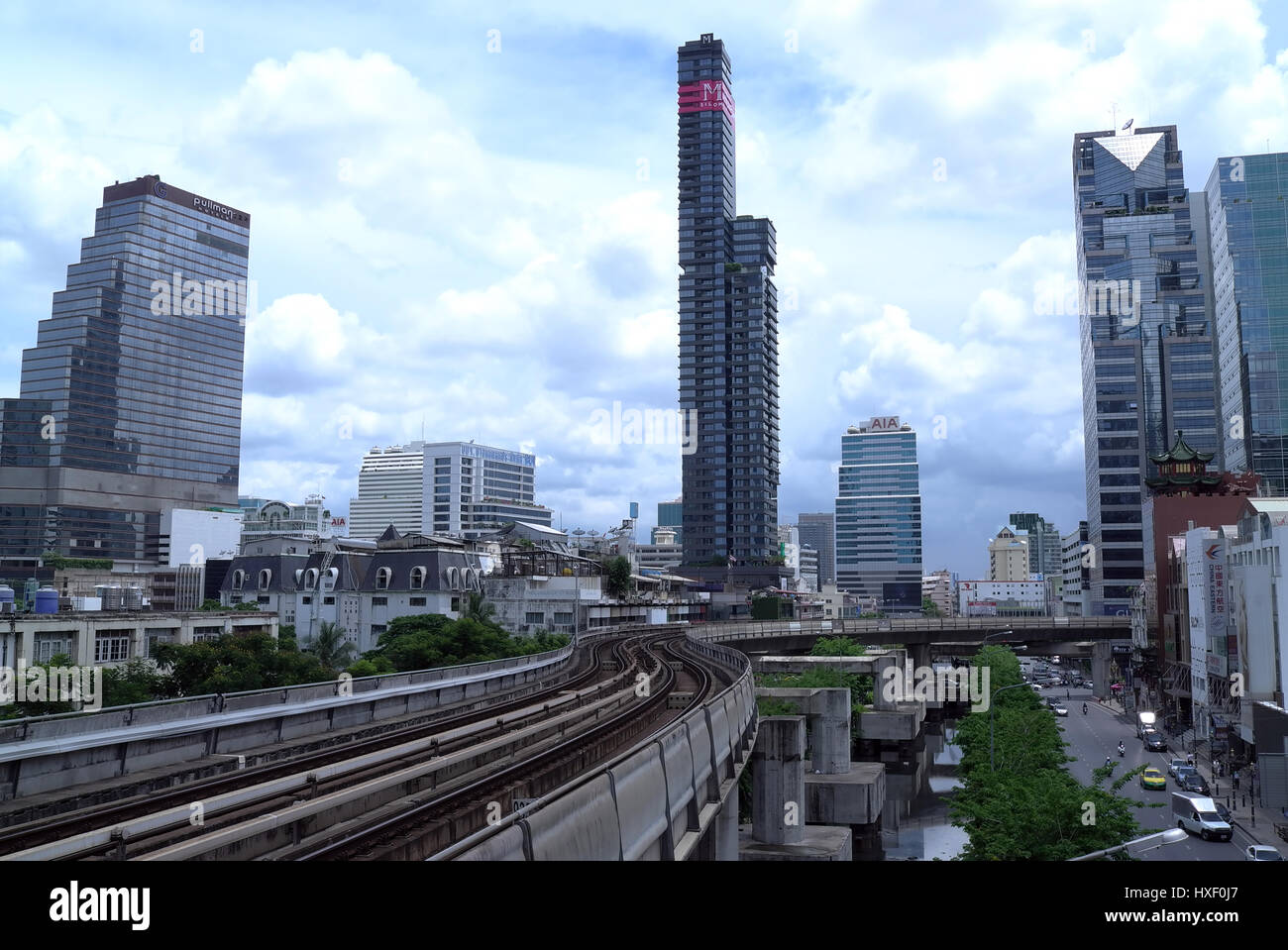 Overlooking Bang Rak and Silom district from Chong Nonsi BTS Station in ...