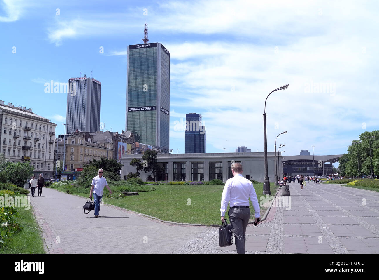 Public square in Central Warsaw with the view over the Centrum LIM ...