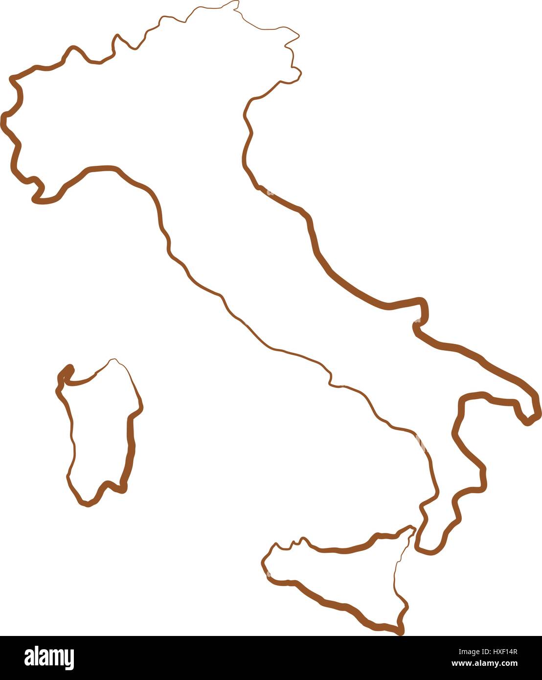 illustrated map of Italy on white background in vector Stock Vector ...