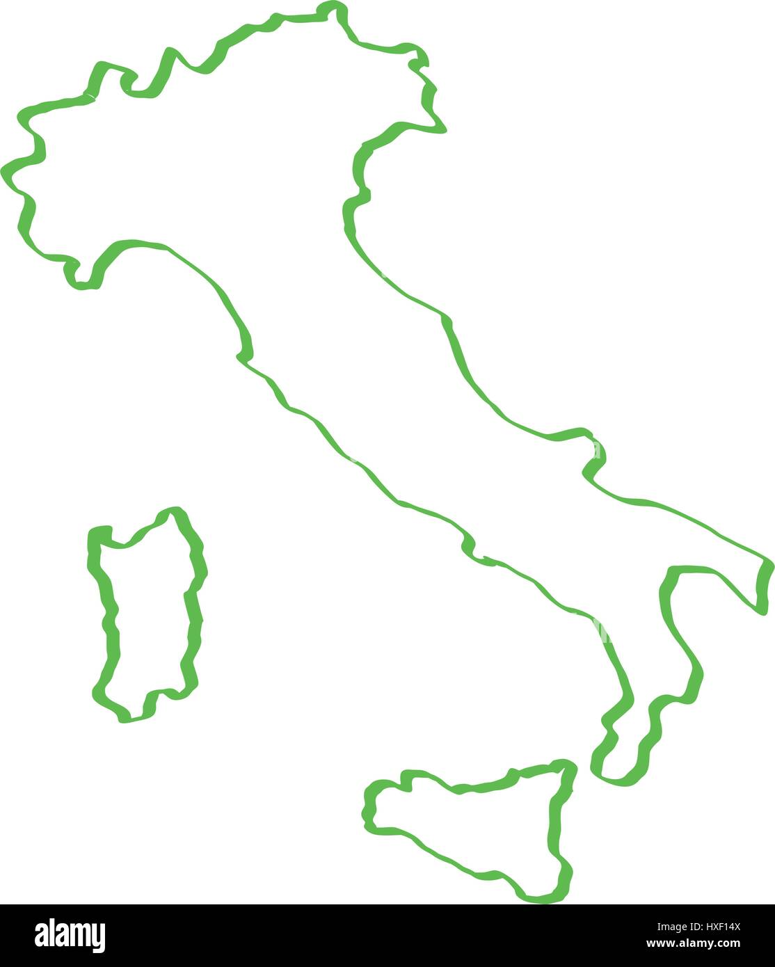 illustrated map of Italy on white background in vector Stock Vector ...