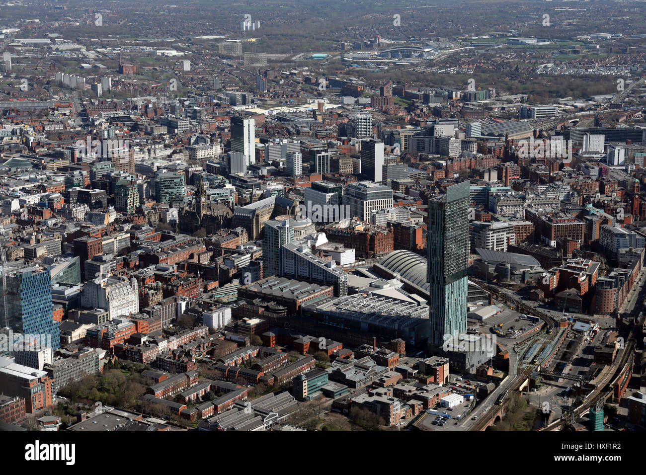 aerial view of Beetham Tower & Manchester city centre, UK Stock Photo ...