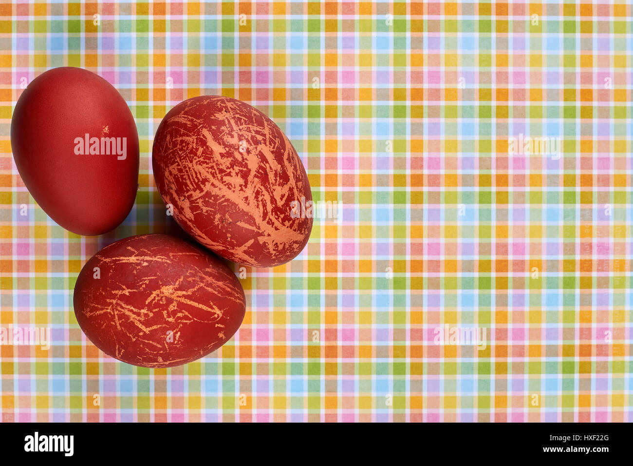Red colored eggs Stock Photo - Alamy
