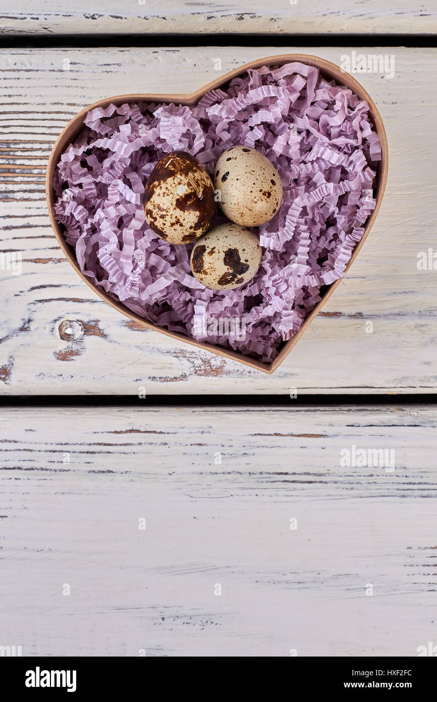 Heart shaped box, quail eggs Stock Photo - Alamy
