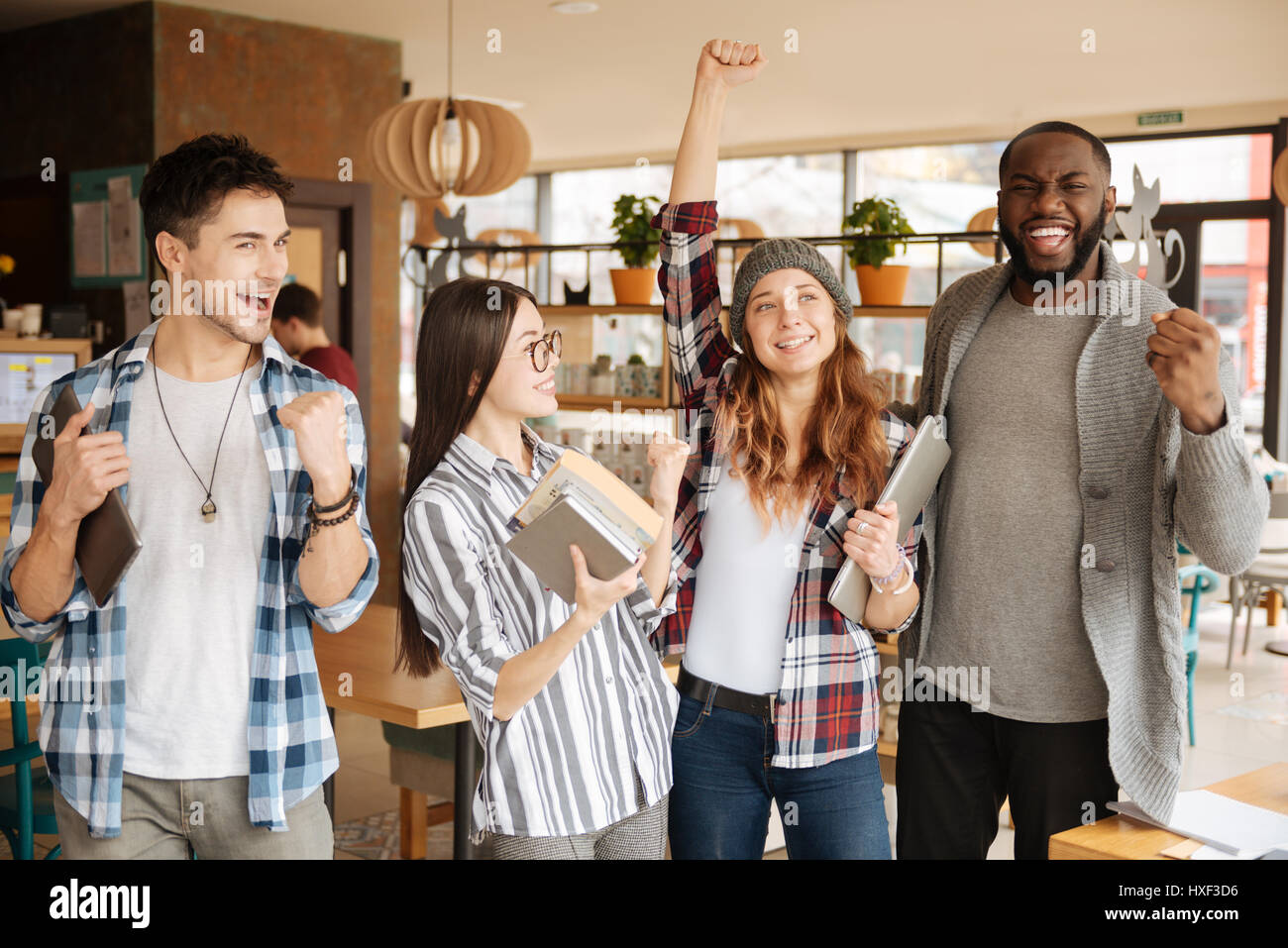 International students enjoying rest Stock Photo - Alamy