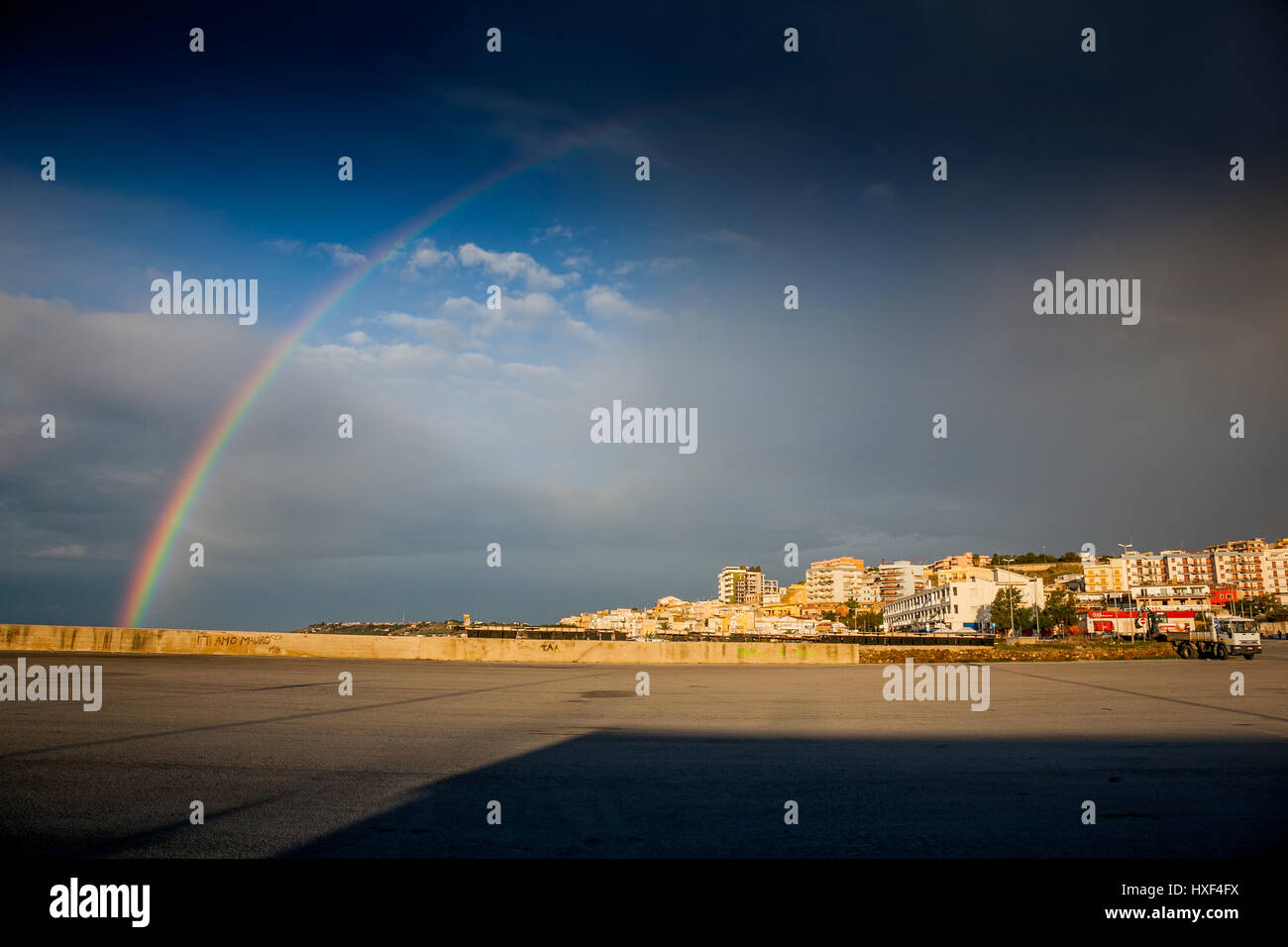SCIACCA, ITALY - October 18, 2009: panoramic view of coastline with ...