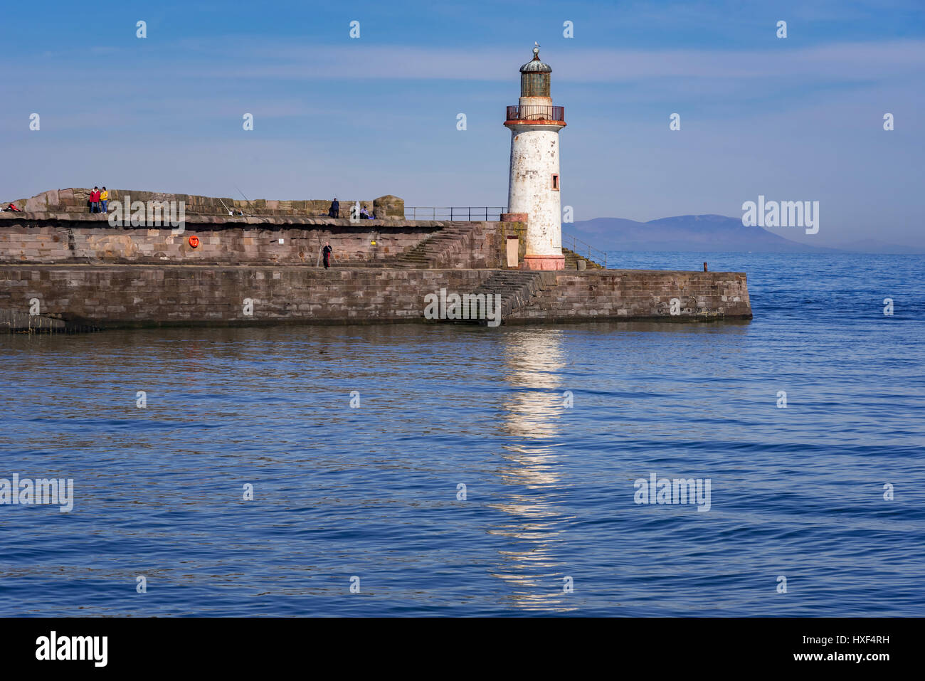 Whitehaven lighthouse on the end of the harbour wall. Cumbria Stock ...