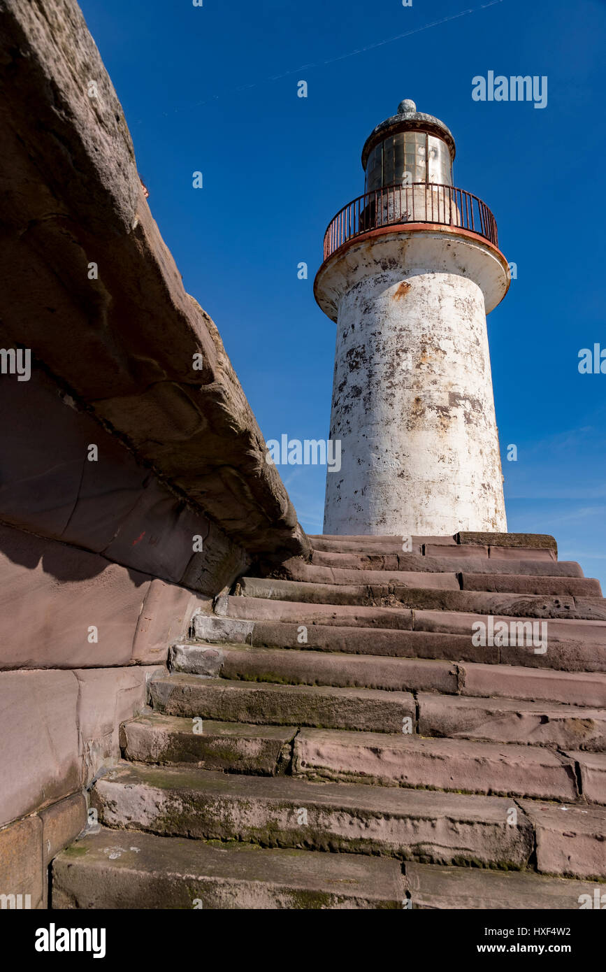 Whitehaven lighthouse on the end of the harbour wall. Cumbria Stock ...