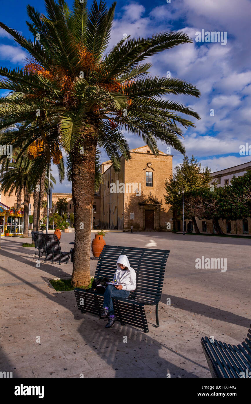 SCIACCA, ITALY - October 18, 2009: Angelo Scandaliato Square in Sciacca ...
