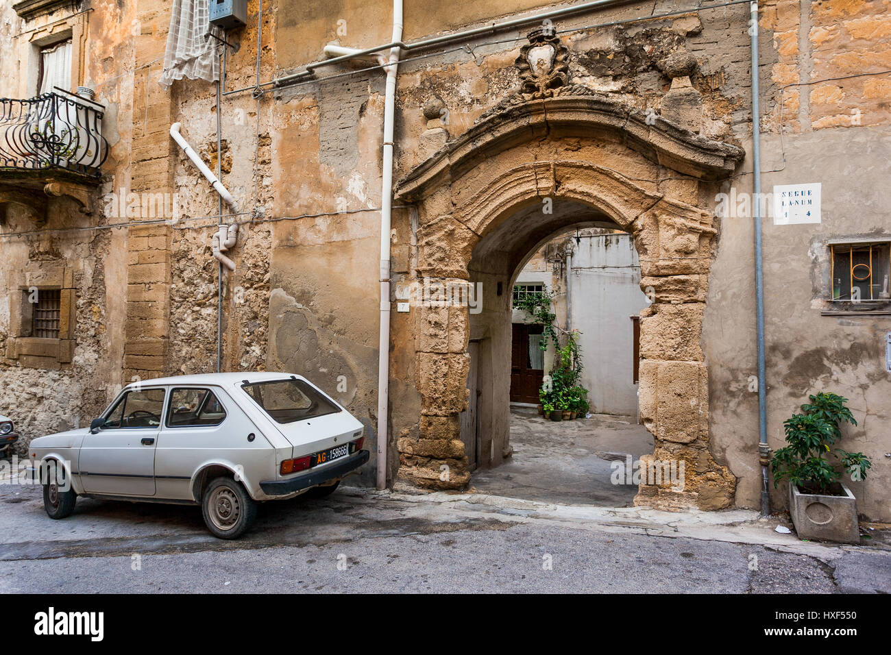 SCIACCA, ITALY - October 18, 2009: gate of the old city in Sciacca ...
