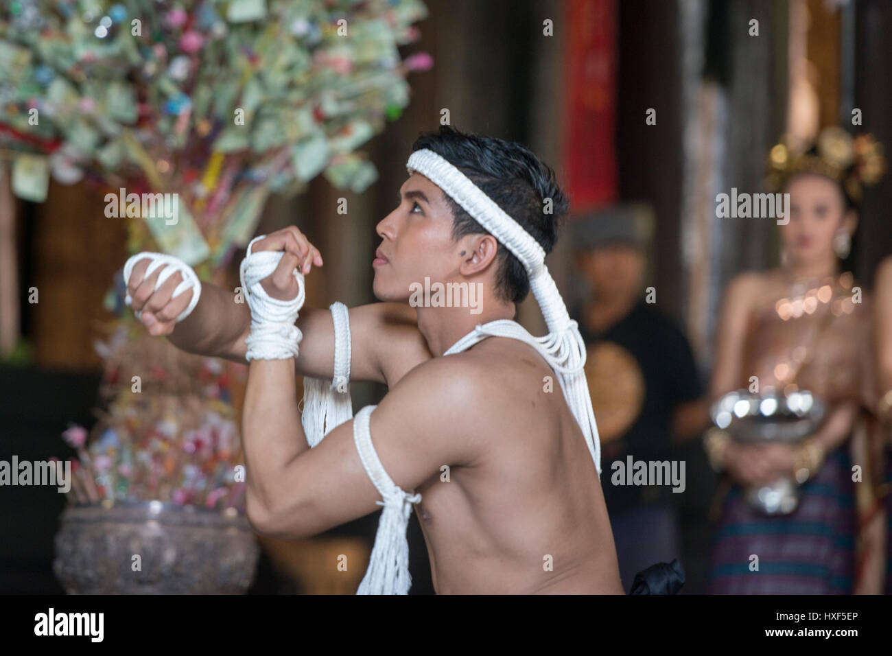 a Thai Box Muay Thai at the Baandam Museum in the village of Muang in ...