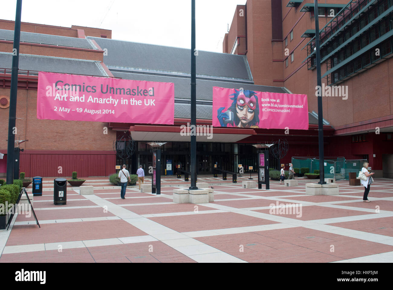 Banners above the entrance to the National Library, London featuring ...