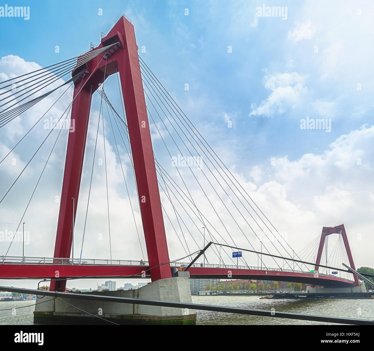 Rotterdam, Netherlands – May 26, 2016: The bridge Willemsbrug spans the ...