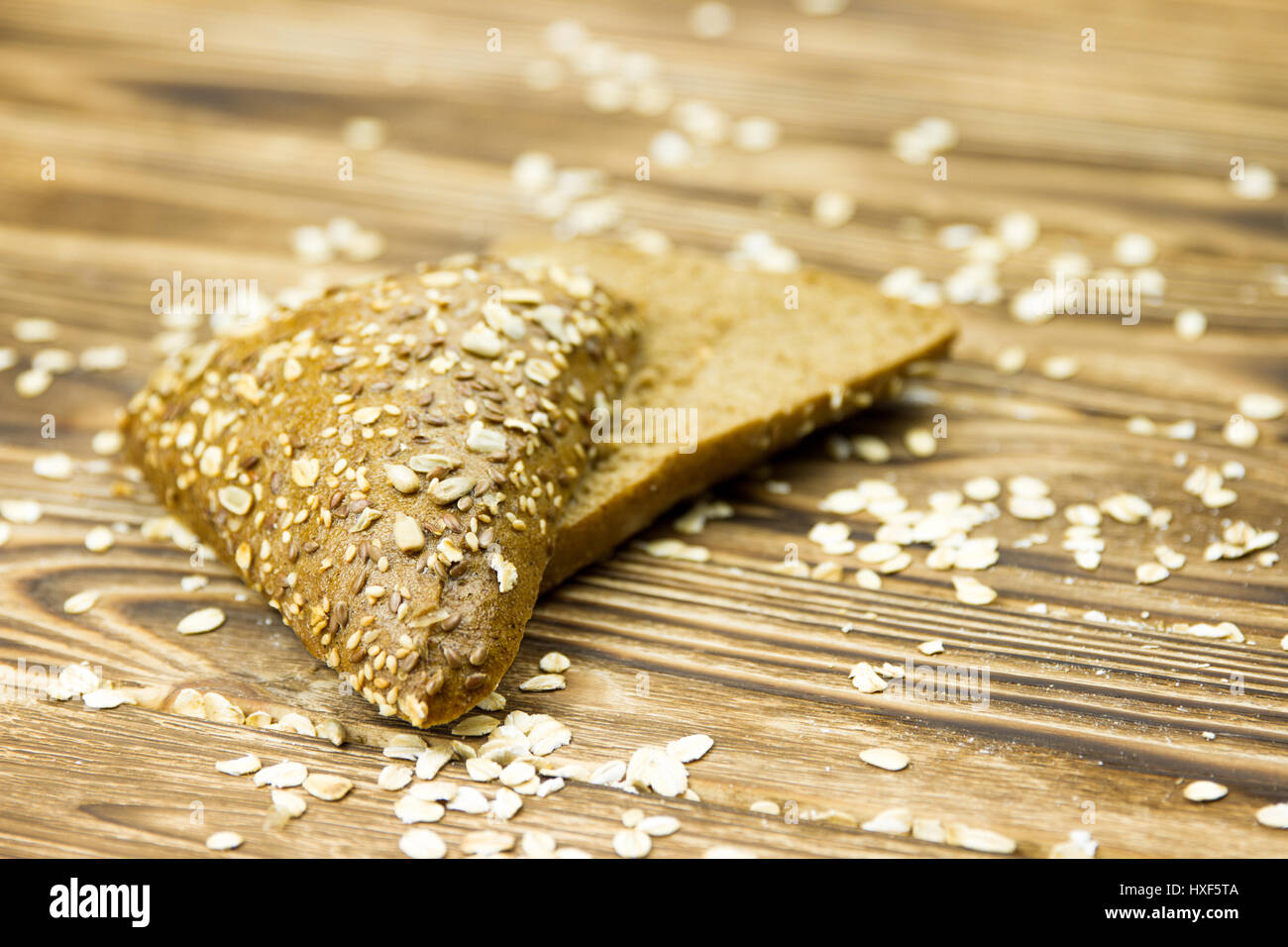 fresh sliced hot bakery bread loaf twelve different kinds of grains ...