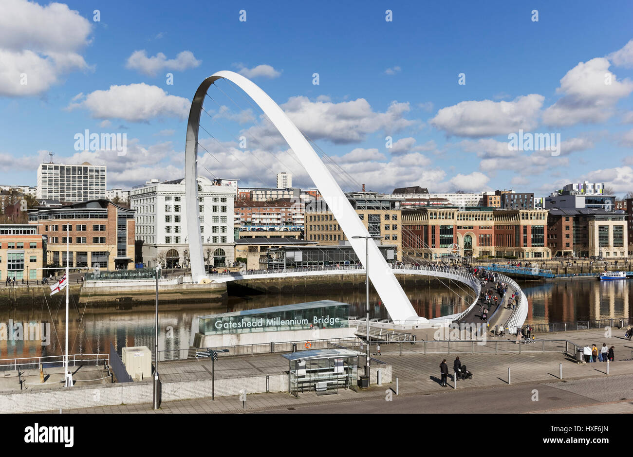 Gateshead Millennium Bridge linking Gateshead and Newcastle upon Tyne ...