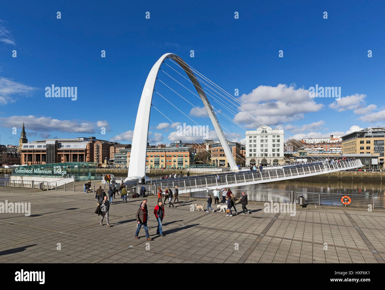Gateshead Millennium Bridge linking Gateshead and Newcastle upon Tyne ...