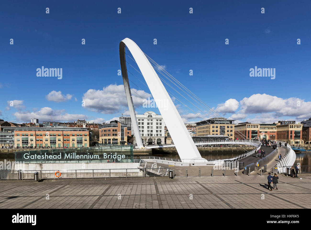Gateshead Millennium Bridge linking Gateshead and Newcastle upon Tyne ...