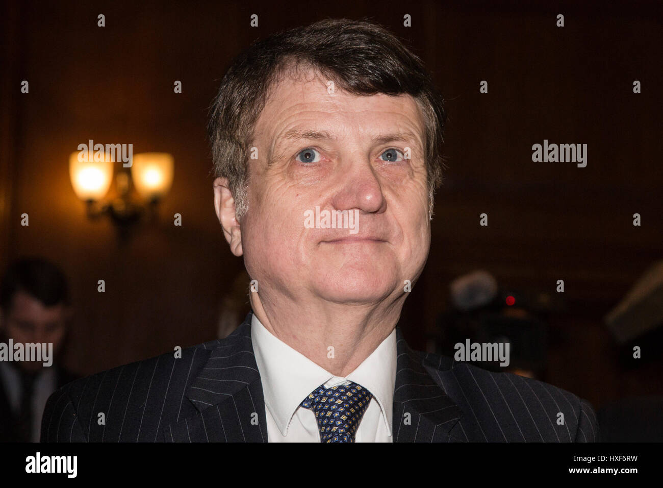 London, UK. 27 March 2017. Pictured: Gerard Batten MEP. Ahead of the ...