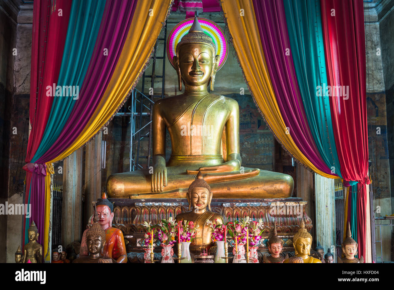 Interior of the Wat Bo temple in the Siem Reap, Cambodia Stock Photo ...
