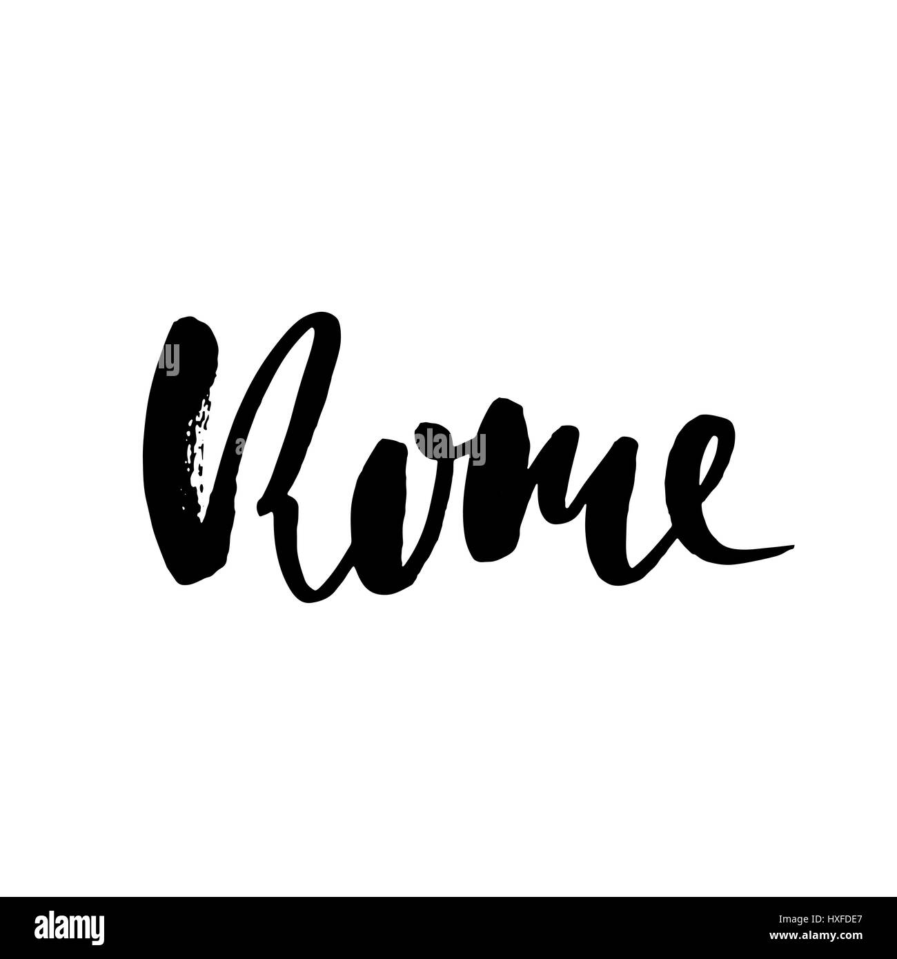 Rome, Italy. City typography lettering design. Hand drawn dry brush ...