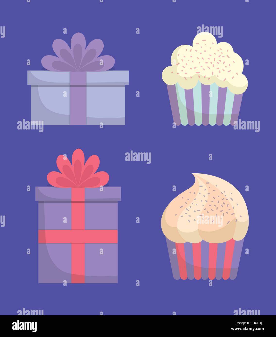 Gift box sweet cupcakes Stock Vector Images - Alamy