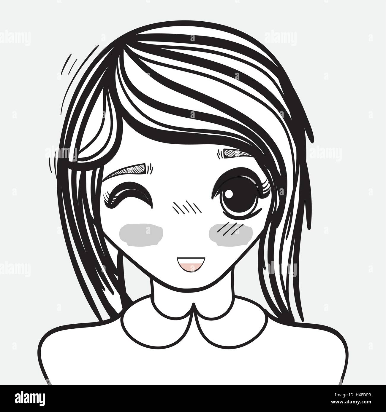 Anime cute beautiful woman Stock Vector Images - Alamy
