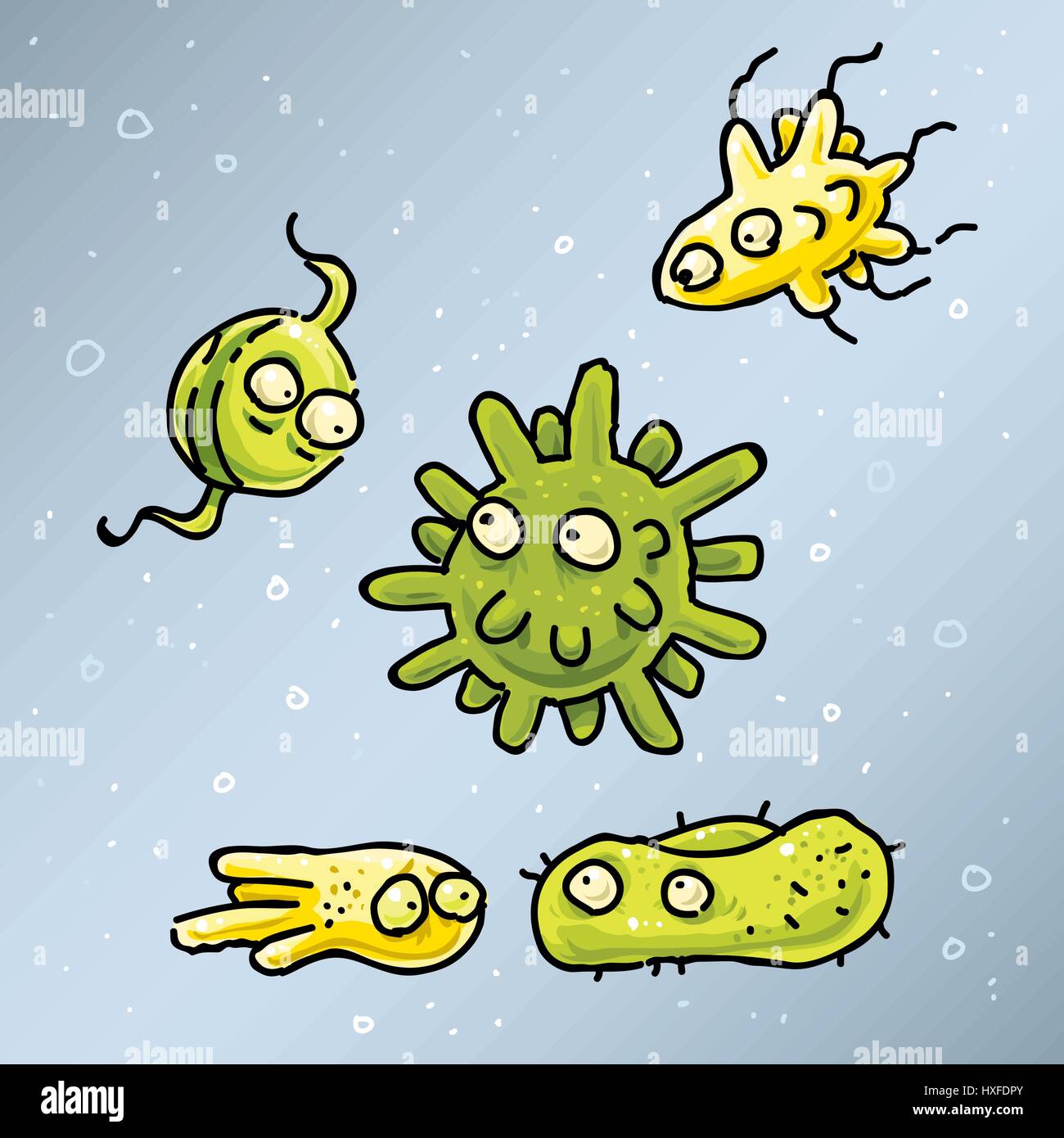 A collection of cartoon bacteria, floating around Stock Vector Image ...
