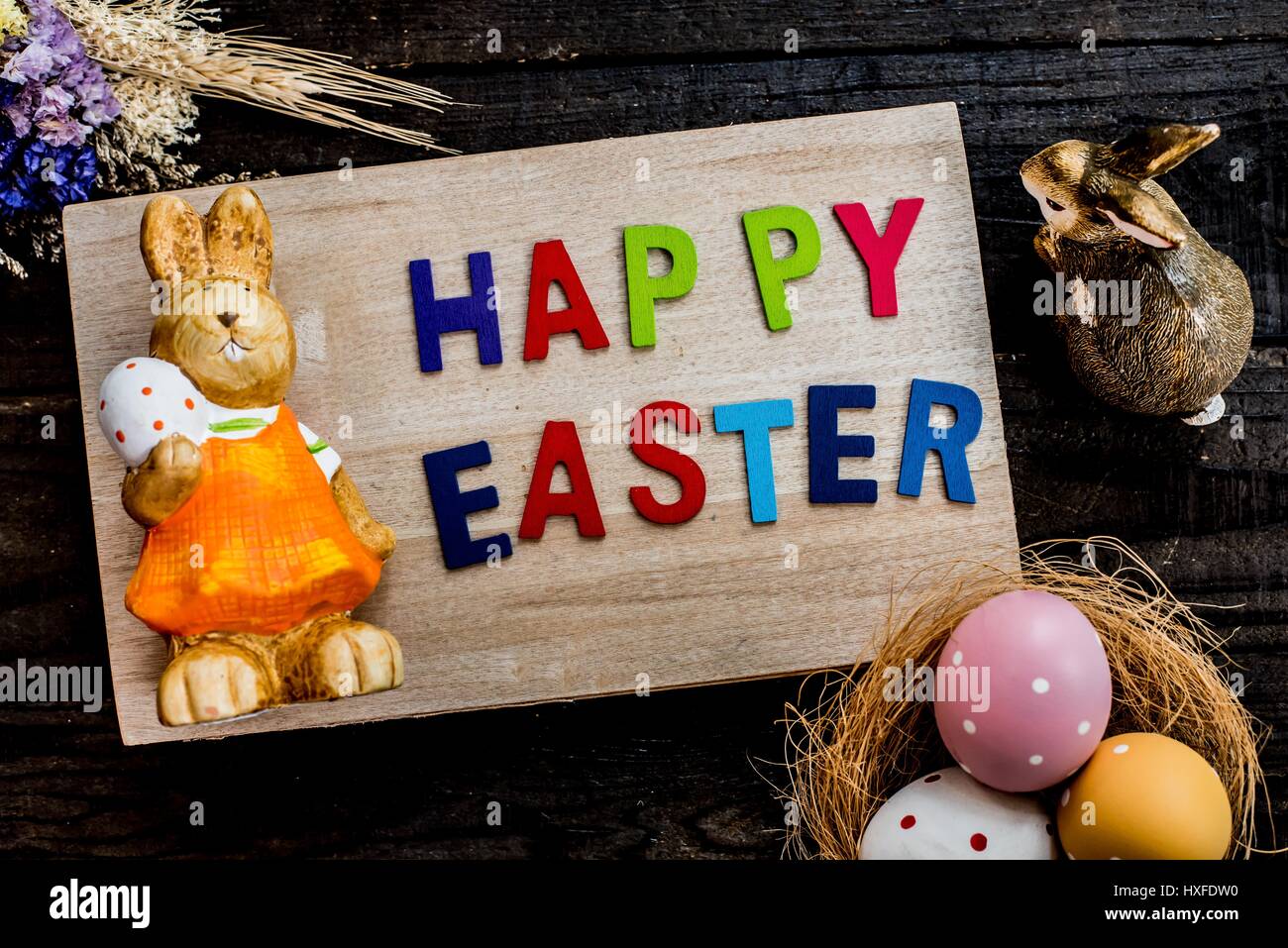 Happy Easter day, bunny and egg, Christians worldwide celebrate Stock ...