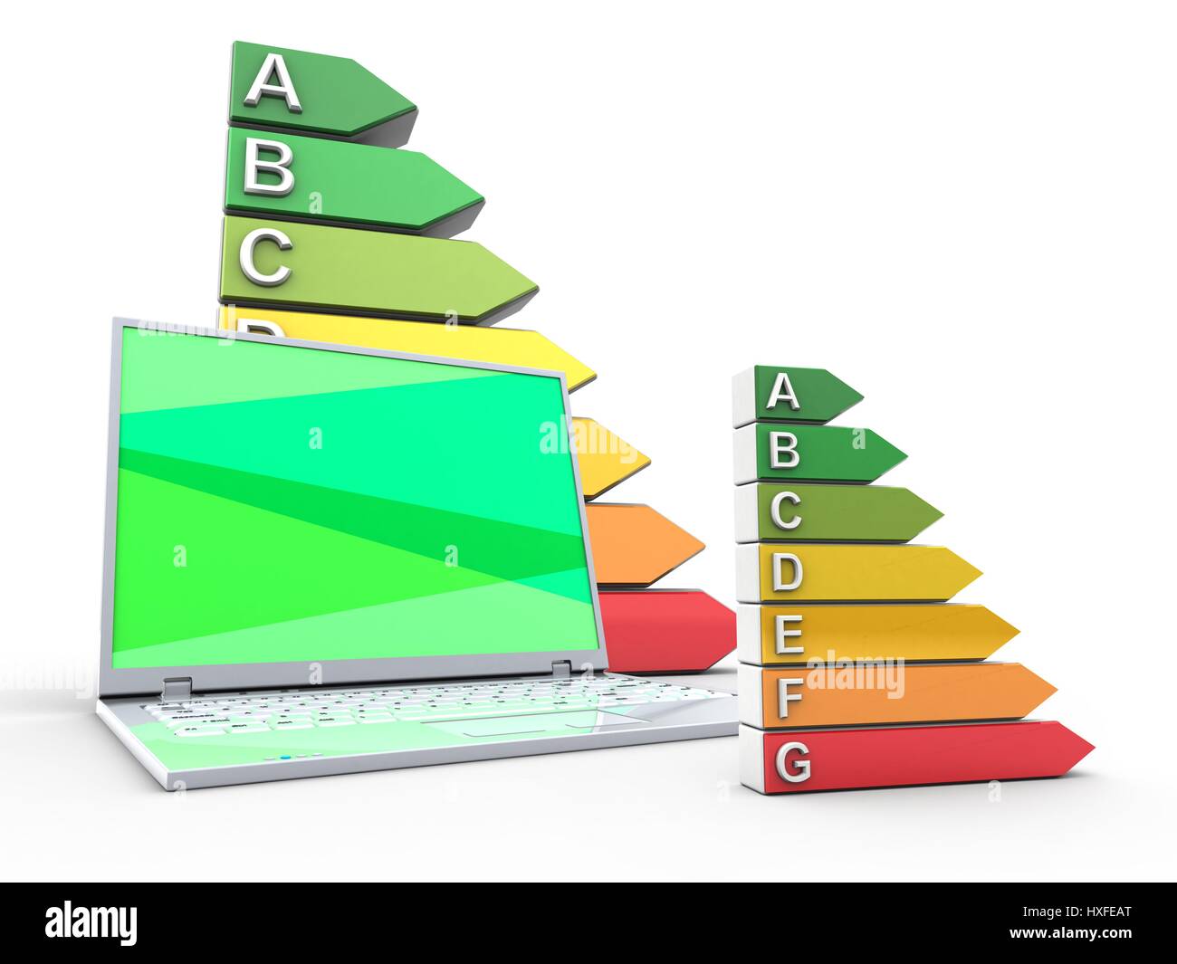 3d illustration of laptop computer over white background with efficient ...
