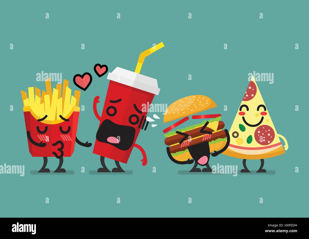 Fast food characters friendship. Funny character Stock Vector Image ...