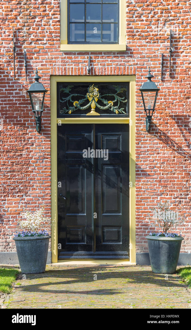Entrance of an old red brick house in Aduard, Netherlands Stock Photo ...