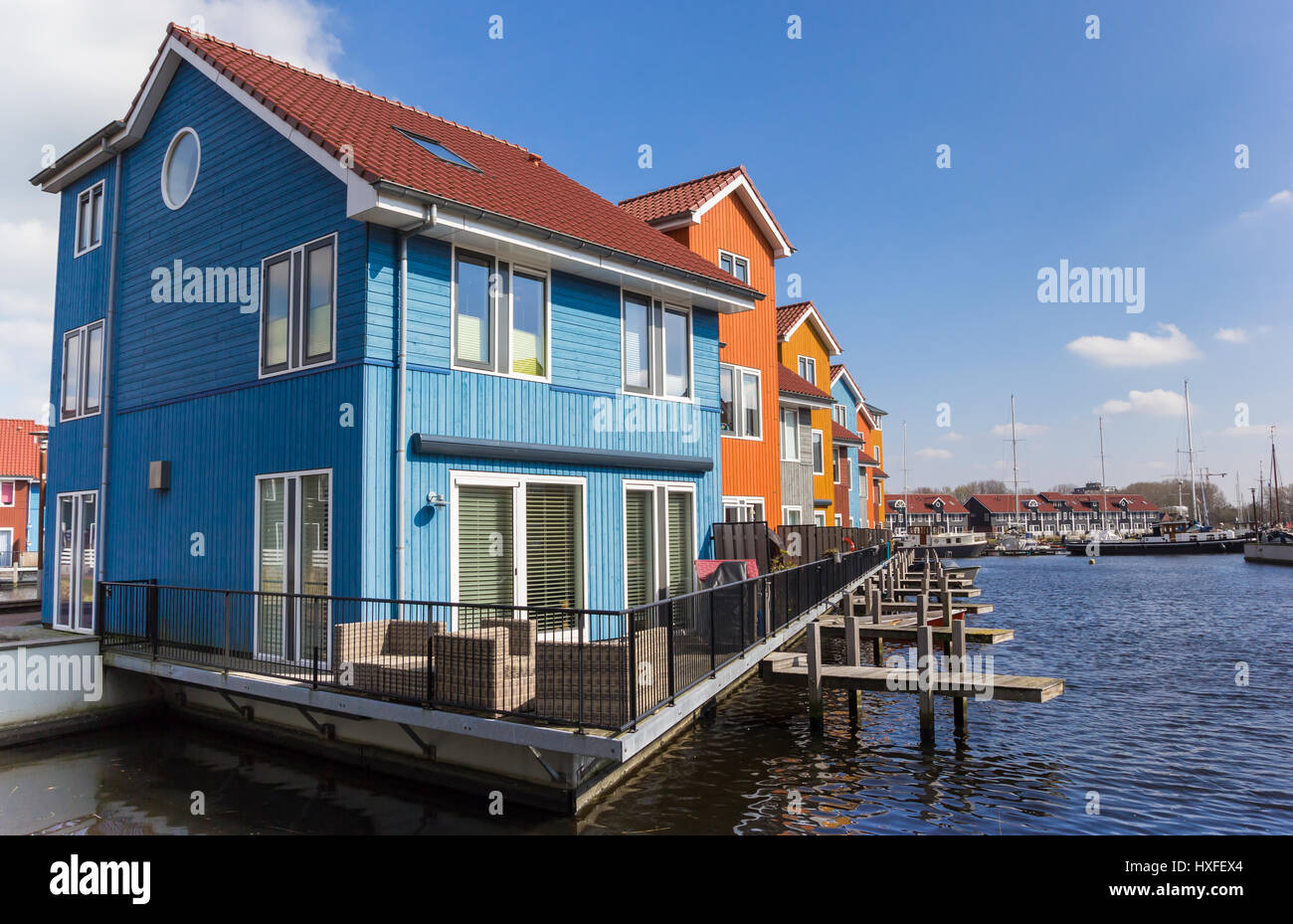 Comtemporary housing at the water in Groningen, Holland Stock Photo - Alamy