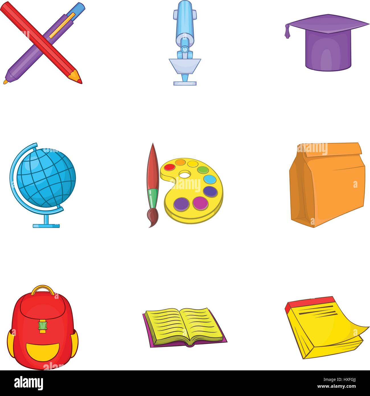 Learning in school icons set, cartoon style Stock Vector Image & Art ...