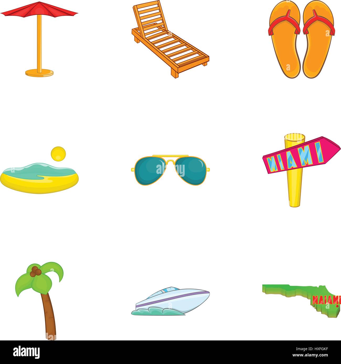 Stay in Miami icons set, cartoon style Stock Vector Image & Art - Alamy